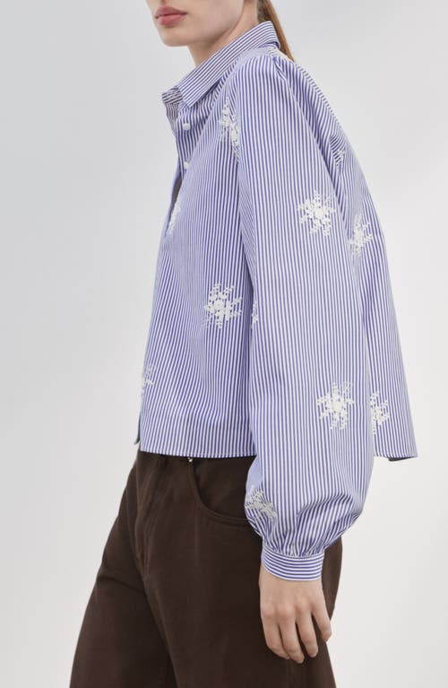 MANGO Embroidered Striped Shirt